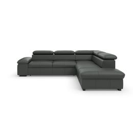 Ecksofa Home Affaire, B:272cm H:73cm T:226cm, grau, Luxus-Microfaser Lederoptik (100% Polyester);Luxus-Microfaser weich (9)0% Polyester / 10%
