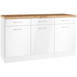 Unterschrank KOCHSTATION, B:150cm H:86cm T:60cm, weiß, MDF, Küche, Schränke, "KS-Milan", Unterschrank 150 cm, matte oder hochglänzende Fronten