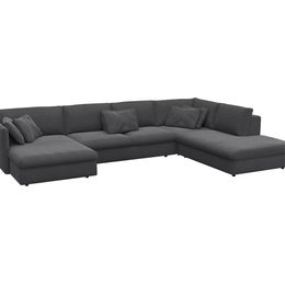 Wohnlandschaft FLEXLUX, B:399cm H:84cm T:272cm, grau, 100% Polyester, Sofas, "Lovane, u-Form, bequem und komfortabel", Weich & anschmiegsam, gro&szlig;e