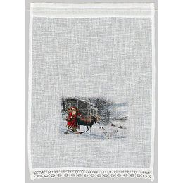Scheibengardine, B:40cm H:90cm, beige, HOSSNER - ART OF HOME DECO, Organza, Polyester, K&uuml;che, Gardinen, "Weihnachtsmann", Landhaus-Look