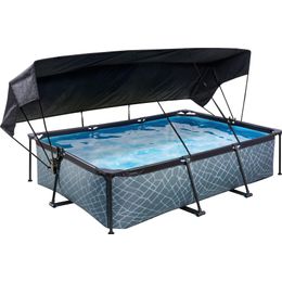 Framepool EXIT, B:200cm H:65cm L:300cm, grau, Schwimmbecken, BxLxH: 200x300x65 cm, mit Kartuschenfilter und Sonnensegel