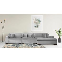 Ottomane Home Affaire, B:310cm H:86cm T:100cm, grau, 100% Polyester, Sofas, "Skara L-Form", Lounge-Sofa mit Federkernpolsterung, in vielen