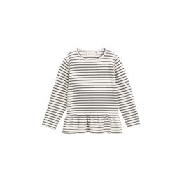 Tom Tailor M&auml;dchen Sweatshirt, wei&szlig;, Gr. 116, gestreift, Obermaterial: 58% Baumwolle, 40% Polyester, 2% Elasthan, Sweatshirts, mit Volants