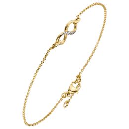 Jobo Damen Goldarmband "Unendlichkeit", 19,5cm, Gelbgold 375, gelb, Gelbgold 375, Armb&auml;nder, 375 Gold bicolor mit 7 Zirkonia 19,5 cm