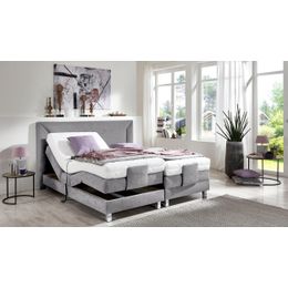Boxbett, B:214cm L:214cm, grau, Westfalia Schlafkomfort, Bezug der Obermatratze: 100% Polyester, abnehmbar und waschbar bis 60C;Box und Kopfteil:
