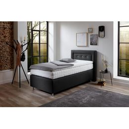 Boxspringbett, B:115cm L:210cm, grau, Westfalia Schlafkomfort, Bezug: Feinstruktur 100% Polyester, Komplettbetten, wahlweise mit Topper
