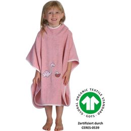Wörner Badeponcho WÖRNER, rosa, Baumwolle, Hausmäntel, "Dinofamilie rosa Poncho", maschinenwaschbar, trocknergeeignet