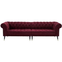 Chesterfield-Sofa Home Affaire, B:263cm H:77cm T:87cm, rot, Luxus-Microfaser Vintageoptik (66% PU, 27% Polyester, 7% Baumwolle);Struktur weich( 97%