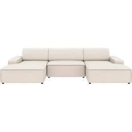 Wohnlandschaft Trendmanufaktur, B:329cm H:73cm T:162cm, grau, 100% Polyester, Sofas, "Graz, wahlweise mit Sitzvorschub und Bettkasten, U-Form, Breite