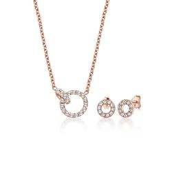 Elli Damen Schmuckset "Kreis 925 Silber, mit Kristallen von Swarovski", onesize,mit Stein, rosa, Silber 925 (Sterlingsilber), Schmuck_Sets
