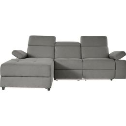 Ecksofa Home Affaire, B:259cm H:98cm T:163cm, grau, Struktur fein (95% Polyester 5%Nylon), Wohnzimmer, Sofas, "Kilado, L-Form", mit Relaxfunktion,