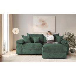 Ecksofa Home Affaire, B:246cm T:187cm, grün, 100% Polyester, Wohnzimmer, Sofas, "Soft&Cosy XL L-Form, B: 246 cm", Mega-Sofa, Cord oder