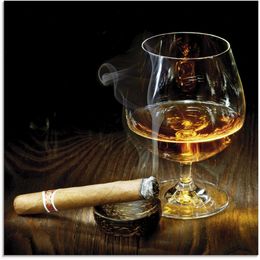 Glasbild Artland, B:20cm H:20cm, braun, Glas, K&uuml;che, Bilder, "Zigarre und Cognac", in verschiedenen Gr&ouml;&szlig;en