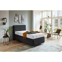 Boxspringbett, B:135cm L:210cm, schwarz, Westfalia Schlafkomfort, Bezug Bett: Microvelours (100% Polyester) oder Feinstruktur (100% Polyester);Bezug