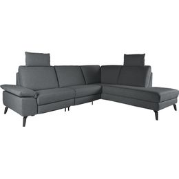 Ecksofa Alina, B:267cm H:118cm T:210cm, grau, Struktur GBA (100% Polyester), Wohnzimmer, Sofas, inkl. Kopfst&uuml;tzen, wahlweise mit Relaxfunktion,