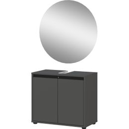 Badm&ouml;bel-Set Germania, B:60cm H:200cm T:34cm, grau, Spanplatte, Kastenm&ouml;bel-Sets, "Lemont", 2-teilig