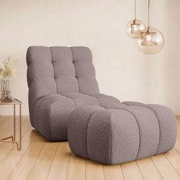 XXL-Sessel Home Affaire, B:88,5cm H:95,5cm T:130cm, braun, 100% Polyester, Sessel, "AURELIAN Loveseat XXL mit Hocker im Set, Lese-Sessel,