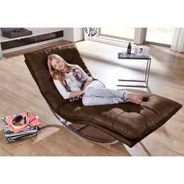 Relaxliege W.Schillig, B:75cm H:85cm T:169cm, braun, Stoff S37 (100% Polyester), Wohnzimmer, Sofas, "daily dreams", in Waffelkissen-Optik,