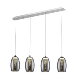 Brilliant Pendelleuchte "Metropolis", 4, H: 121cm, 1 Stk., grau, Esszimmer, Leuchten, LED Hängelampe 4flg chrom/rauchglas easyDim
