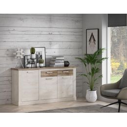 Sideboard FORTE, B:172,2cm H:90,3cm T:41,3cm, wei&szlig;, FSC-zertifizierter Holzwerkstoff, Wohnzimmer, Sideboards, "Duro", mit T&uuml;ren und Schubladen, im