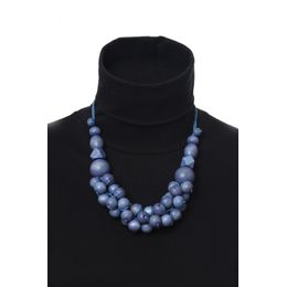 Damen Kette mit Anh&auml;nger "Bea", blau, Basic, Collezione Alessandro, Holz, Halsketten, mit unterschiedlichen Holzperlen