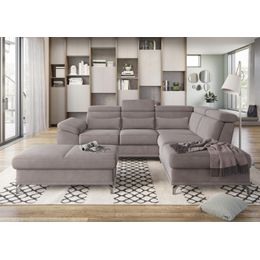Sit & More Ecksofa SIT & MORE, B:274cm H:87cm T:230cm, braun, 100% Polyester, Wohnzimmer, Sofas, "Cabrio L-Form, B: 274 cm, mit Sitztiefen-, Arm- &