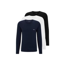 BOSS Herren Longsleeve "Longsleeve LS ShirtRN 3P Classic 3er Pack", blau, Gr. L, Obermaterial: 100% Baumwolle CO., Shirts
