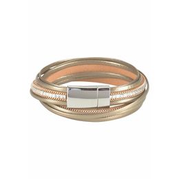 Firetti Damen Wickelarmband "im Metallic Look", 37cm, Metall Polyurethan, gold, Metall, Polyurethan, Armb&auml;nder, mit Glasstein