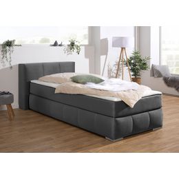 Boxspringbett Home Affaire, B:107cm L:225cm, grau, Samtoptik (100% Polyester);Bezug der Spiegelfläche Matratzendrell aus 100% Polyester;Struktur fein