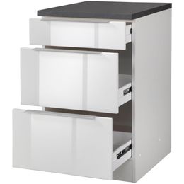 Unterschrank KOCHSTATION, B:50cm H:85cm T:60cm, wei&szlig;, Holzwerkstoff, MDF, K&uuml;che, Schr&auml;nke, "KS-Brindisi", 50 cm breit, inklusive 2 gro&szlig;er Ausz&uuml;ge