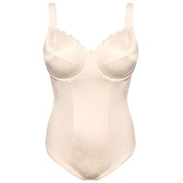 Ulla Dessous Damen Body "Body mit Bügel Viola", Gr. 105, beige, Obermaterial: 50% Polyamid PA. 35% Elasthan EL. 10% Polyester PES. 5% Baumwolle CO.,