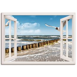 Wandbild Artland, B:70cm H:50cm, weiß, Leinwand, Wohnzimmer, Bilder, "Fensterblick - Ostsee", als Leinwandbild, Poster, Wandaufkleber in verschied.