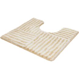 Badematte Kleine Wolke, H:20mm, beige, Polyester, Badematten, "Chelsea", Badteppich, modernes Design, gestreift