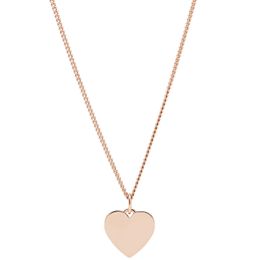 Fossil Damen Kette mit Anhänger "Schmuck Edelstahl DREW HEART VINTAGE ICONIC Herz", Edelstahl, L: 51, rosa, Edelstahl, Halsketten