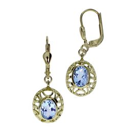 OSTSEE-SCHMUCK Damen Paar Ohrh&auml;nger "- Talea - Gold 333/000 - Blautopas", Gelbgold 333, gold, Gelbgold 333, Ohrringe