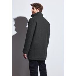 Street One MEN Herren Kurzmantel, grau, Gr. L, unifarben, Stoff, Obermaterial: 75% Polyester, 25% Wolle. Futter: 100% Polyester, M&auml;ntel, mit