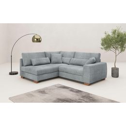 Ecksofa MR. COUCH, B:227cm H:68cm T:190cm, silber, Dolce (100% Polyester), Wohnzimmer, Sofas, "Hilla L-Form", Mit Federkern, wahlweise mit