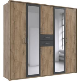 Kleiderschrank wimex, B:225cm H:207cm T:58cm, grau, Kinderzimmer, Schränke, "Diver Drehtürenschrank mit Spiegel, 180, 225 o. 270cm breit", Bestseller