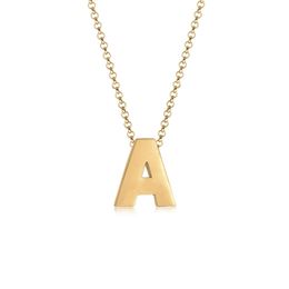 Elli Damen Kette mit Anhänger "Buchstabe A Initialen 925 Sterling Silber", 45, ohne Stein, Silber 925 (Sterlingsilber), L: 45, gold, Silber 925
