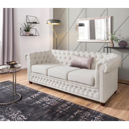 Chesterfield-Sofa Home Affaire, B:203cm H:72cm T:86cm, beige, Sofas, "New Castle", mit hochwertiger Knopfheftung in Chesterfield-Design, B/T/H: