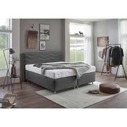 Boxspringbett, B:175cm L:210cm, grau, Westfalia Schlafkomfort, Bezug Bett: Microvelours (100% Polyester) oder Feinstruktur (100% Polyester);Bezug