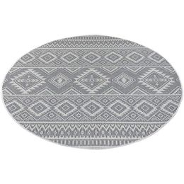 Outdoorteppich Carpet City, H:5mm &Oslash;:160cm, grau, Polypropylen, Teppiche, "PALM3522", Wetterfest & UV-best&auml;ndig, f&uuml;r Balkon, Terrasse, K&uuml;che, flach