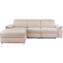 Ecksofa Home Affaire, B:259cm H:98cm T:163cm, beige, Webstoff (95% Polyester 5%Nylon), Wohnzimmer, Sofas, "Pareli, L-Form, 259cm,m. Recamiere,