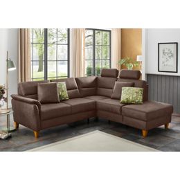 Ecksofa Home Affaire, B:236cm H:89cm T:212cm, braun, 100% Polyester;Struktur (100% Polyester);Luxus-Microfaser in Lederoptik (100% Polyester),