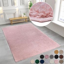 Hochflor-Teppich my home, B:280cm H:45mm L:390cm, rosa, Kunstfaser, Teppiche, "Viva", Uni Farben, einfarbig, besonders weich und kuschelig,