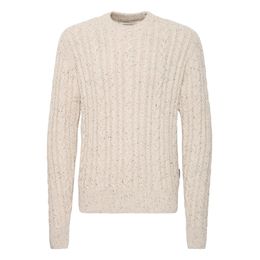 Casual Friday Herren Strickfleece-Pullover "Strickpullover CFKARL cable crew neck knit with neps", beige, Basic, Gr. XXL, gemustert, Web,