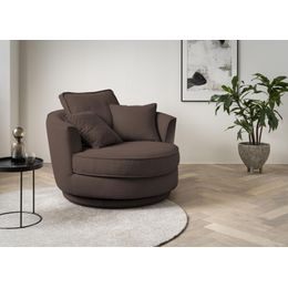 Drehsessel Home Affaire, B:120cm H:86cm T:120cm, braun, Wohnzimmer, Sessel, "MAISIE, Love Seat XXL, Lese-Sessel BIG-", Sessel in MEGA CORD u.