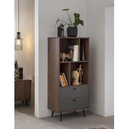 Bücherregal Salesfever, B:60cm H:138cm T:39,6cm, braun, MDF, Metall, Wohnzimmer, Regale, "Kiruna Regal: Raum für Inspiration", Moderne Eleganz in