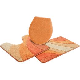 Badematte my home, H:20mm, orange, Polyester, Badematten, "Josie, Badvorleger, Badezimmer Teppich", Badteppich, Badematten, rechteckig, rund & als