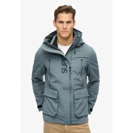 Superdry Herren Outdoorjacke "HOOD ULTIMATE EMB WINDBREAKER", blau, Gr. M, unifarben mit Farbeinsatz, Web, Obermaterial: 100% Polyester, Jacken